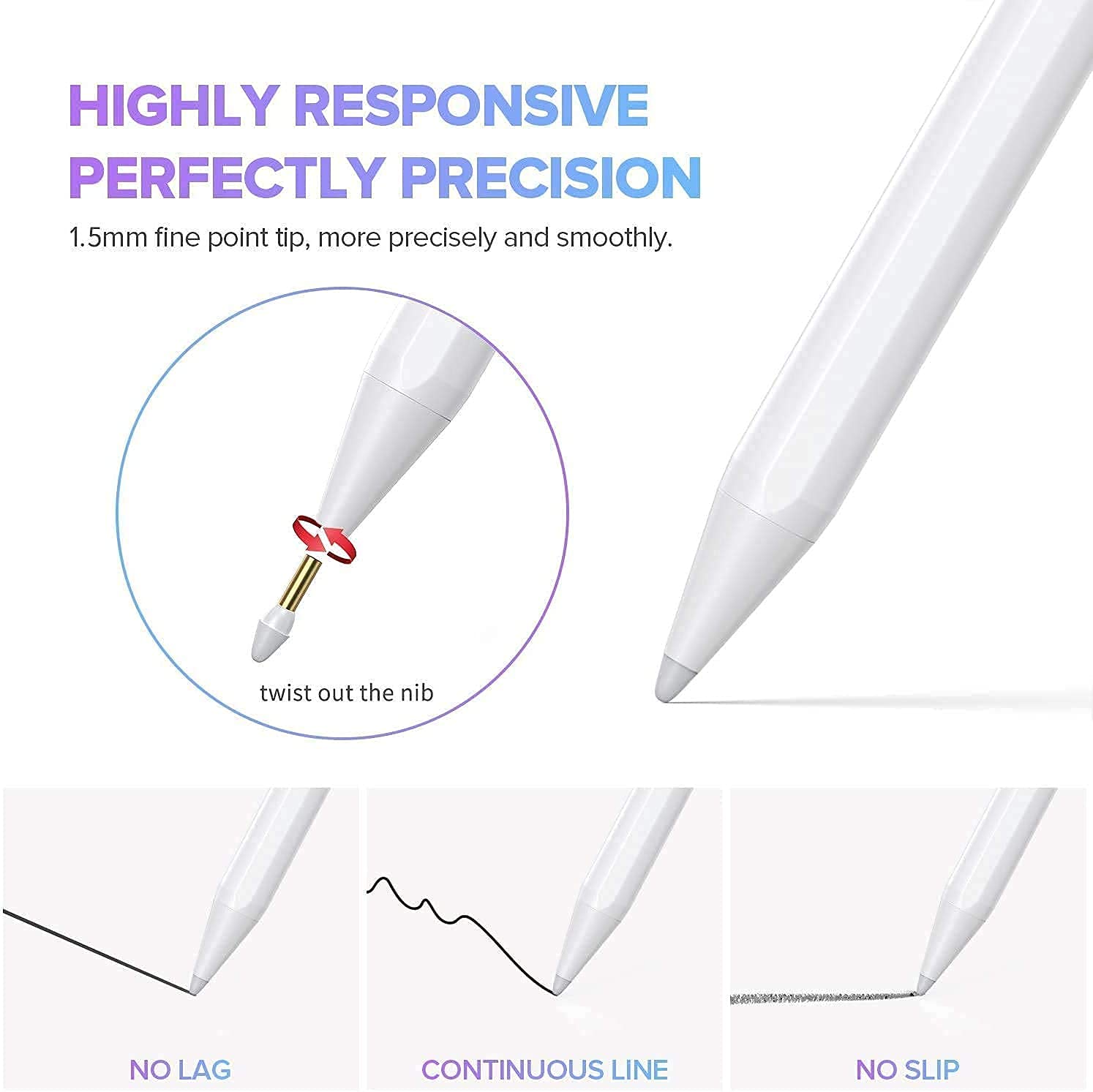 Stylus Pen for iPad with Palm Rejection, SHINGO Active Pencil Compatible with (2018-2020) Apple iPad Pro (11/12.9 Inch),iPad Air 3rd/4th Gen,iPad 6/7/8th Gen,iPad Mini 5th Gen for Precise/Drawing