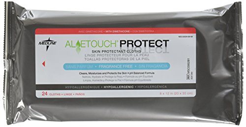 Medline Aloetouch Protect Dimethicone Skin Protectant Wipes, Hypoallergenic, Fragrance-Free, 24 Count (Pack of 24)