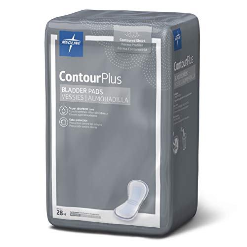 Medline ContourPlus Bladder Control Incontinence Pads, Moderate Absorbency, 5.5" x 10.5", 28 Count