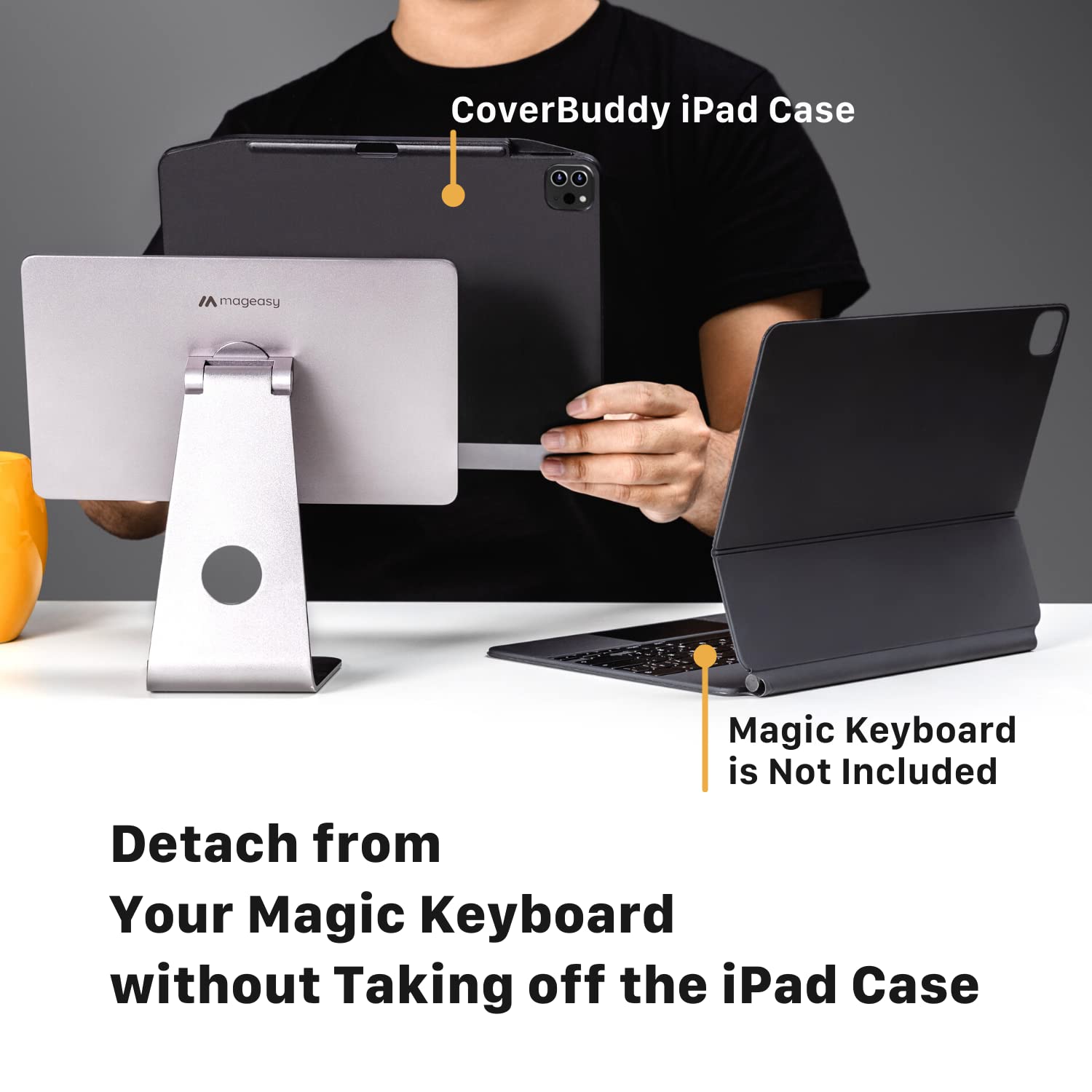 SwitchEasy CoverBuddy 12.9" Case for iPad Pro 2021-2022 with Pencil Holder (5-6 Gen) - Compatible with Magic Keyboard, Smart Keyboard Folio (Keyboard, Stand & Trackpad are Not Included) - White