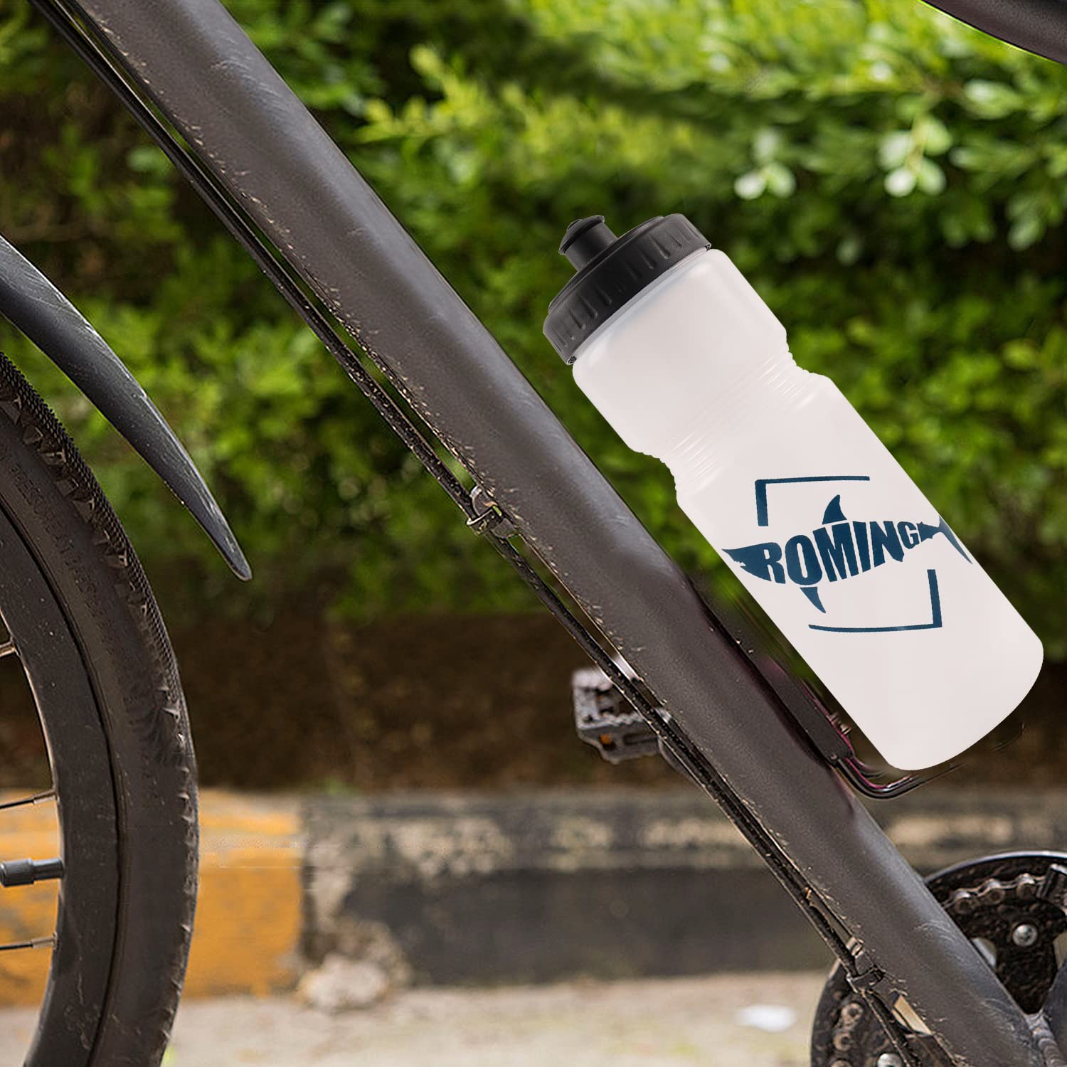 ROMING Bicycle Bulk Water Bottles BPA Free Plastic Bottles,3PCS Squeeze Water Bottle Wide Mouth Lid Water Jug Push/Pull Cap, Sports 24oz Mountain Bike Water Bottles for Bicycles,Fitness,Cycling.