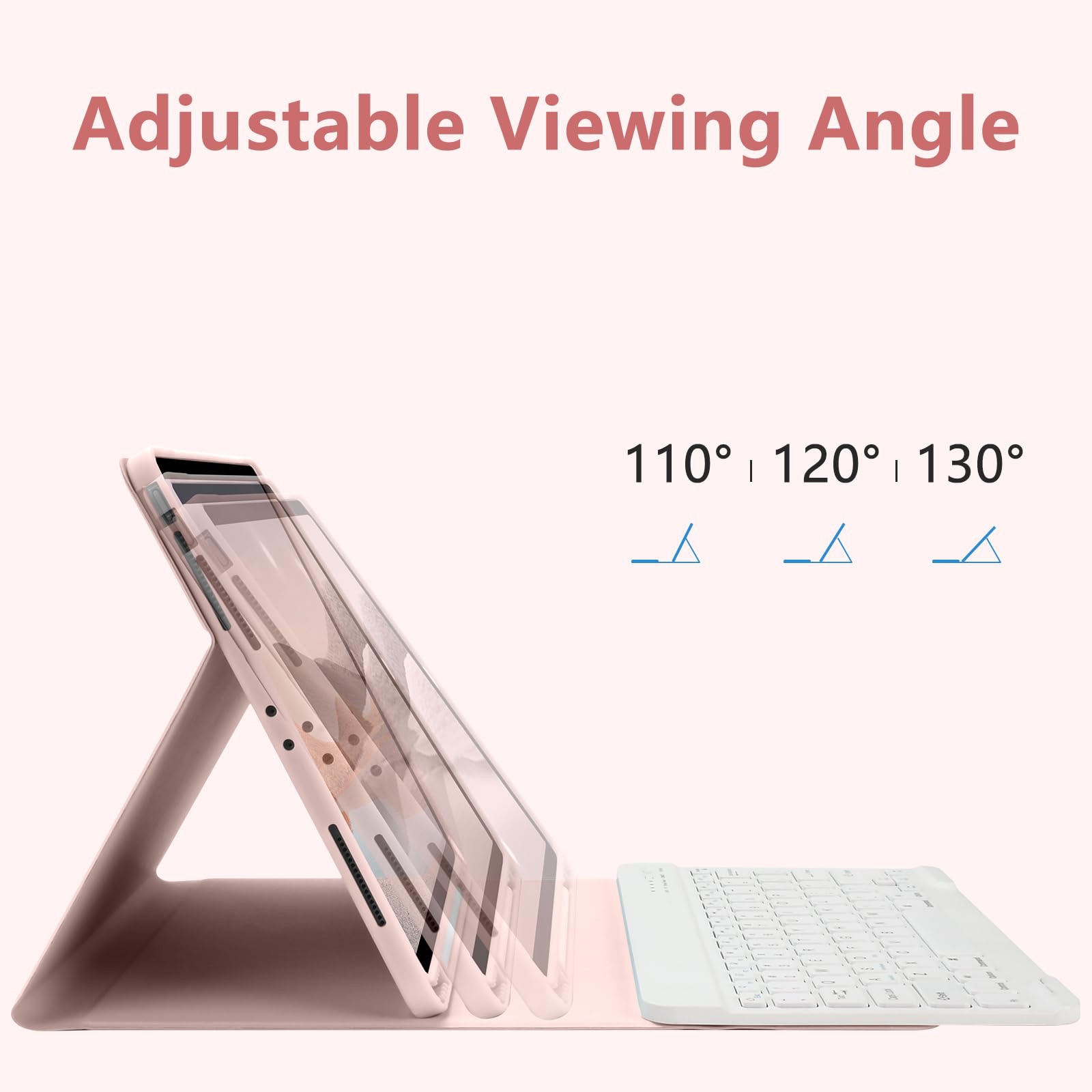TQQ for iPad Air 13-inch (M2) 2024 & Pro 12.9 inch 2022 Case with Keyboard, Keyboard case for 12.9-inch iPad Pro 6th/5th Generation - with Pencil Holder for New iPad Air 13-inch/iPad Pro 12.9 (Pink)