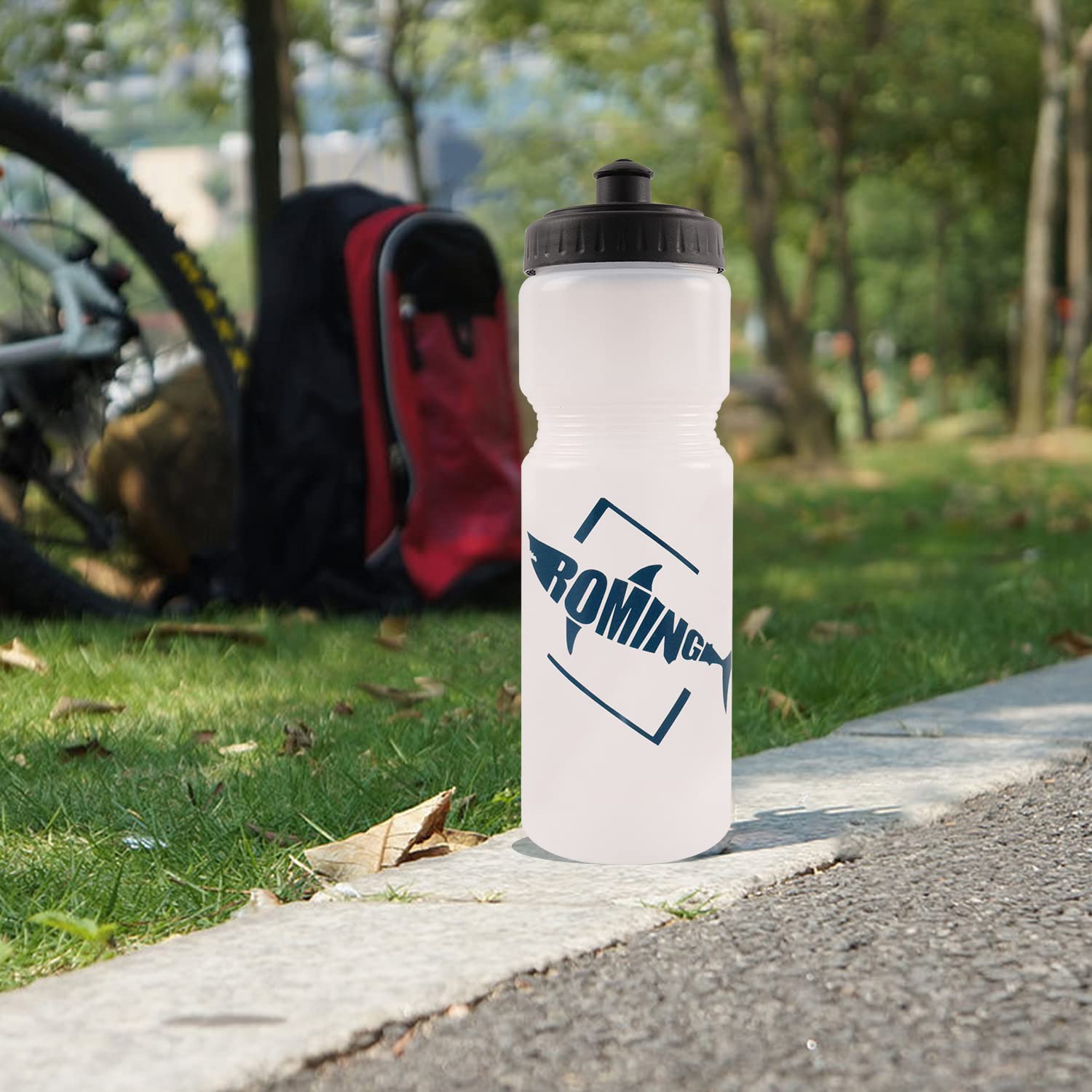 ROMING Bicycle Bulk Water Bottles BPA Free Plastic Bottles,3PCS Squeeze Water Bottle Wide Mouth Lid Water Jug Push/Pull Cap, Sports 24oz Mountain Bike Water Bottles for Bicycles,Fitness,Cycling.