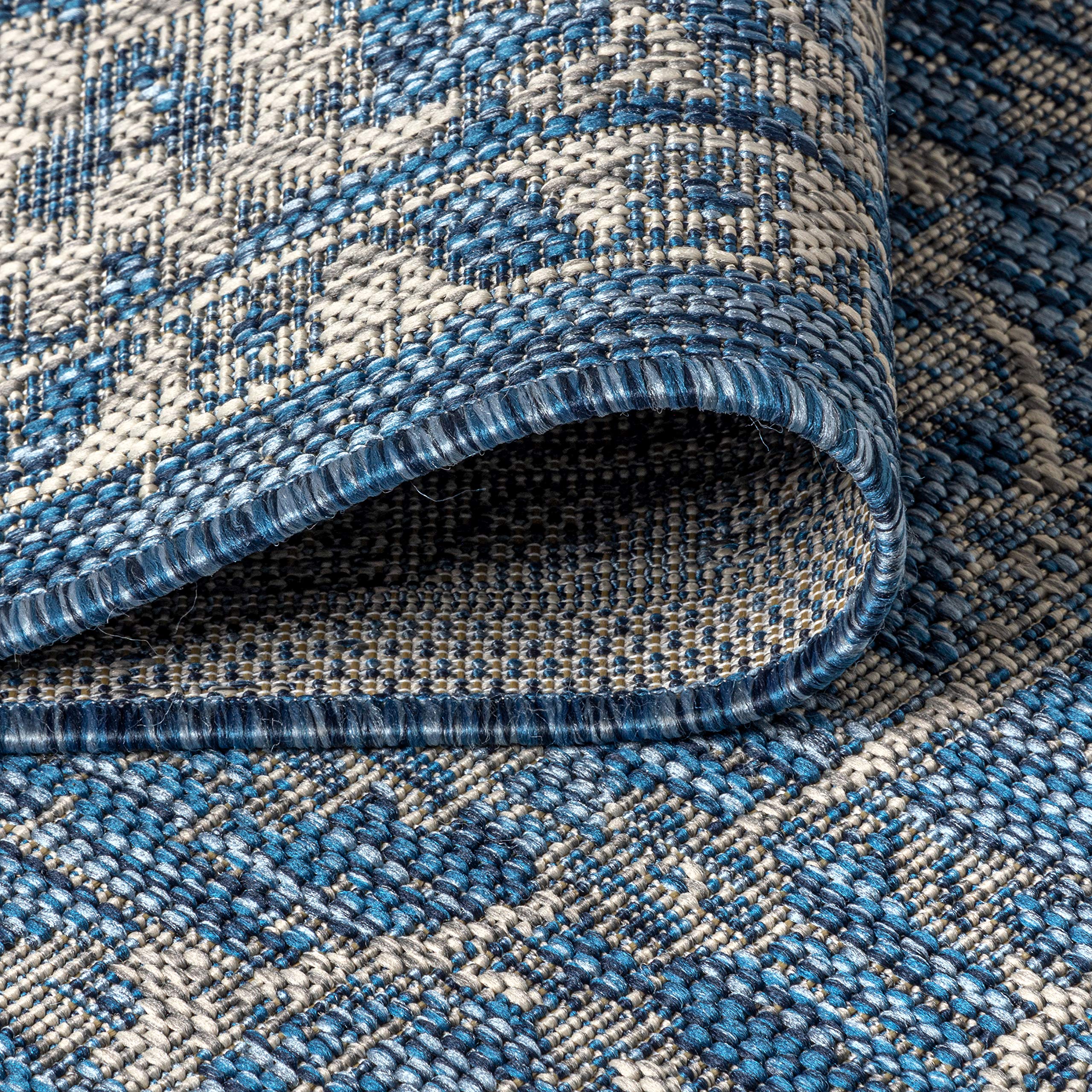 JONATHAN Y SMB103A-8 Palazzo Vine and Border Textured Weave Indoor Outdoor Area-Rug Coastal Bohemian Rustic Glam Easy-Cleaning Bedroom Kitchen Backyard Patio Non Shedding, 8 X 10, Navy/Gray