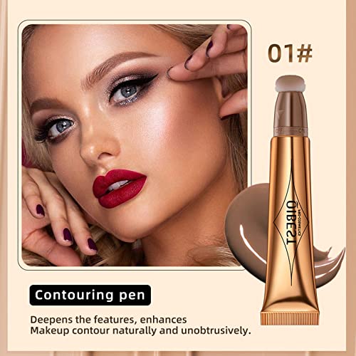 MEICOLY Contour Beauty Wand,Liquid Highlighter Stick Bronzer Cream with Applicator,Long Lasting Silky Smooth Blendable Contour Highlighter Wand,Cruelty Free,Contour +Highlighter, 2PCS