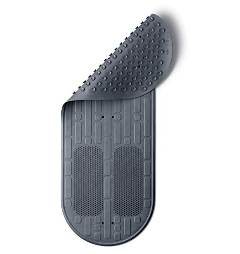 Medline Momentum Stand Steady Bath and Shower Mat with Exfoliating Foot Scrubber, Non Slip Bath Mat for Tub, Microban Protection, Gray