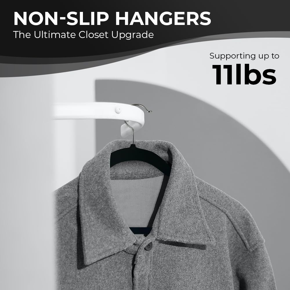 LA PRIME Premium Black Velvet Hangers 50 Pack, 360 Degree Rotating Hook, Space Saving, Heavy Duty, Non Slip, No Hanger Marks, Coat Hanger for Closet, Clothes Hangers, Ganchos para Colgar Ropa