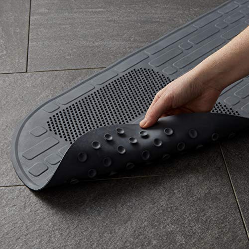 Medline Momentum Stand Steady Bath and Shower Mat with Exfoliating Foot Scrubber, Non Slip Bath Mat for Tub, Microban Protection, Gray