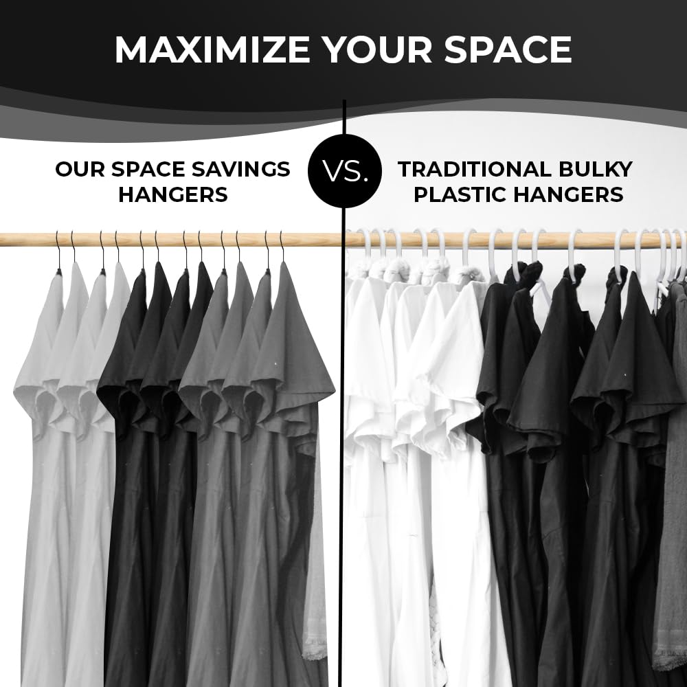 LA PRIME Premium Black Velvet Hangers 50 Pack, 360 Degree Rotating Hook, Space Saving, Heavy Duty, Non Slip, No Hanger Marks, Coat Hanger for Closet, Clothes Hangers, Ganchos para Colgar Ropa
