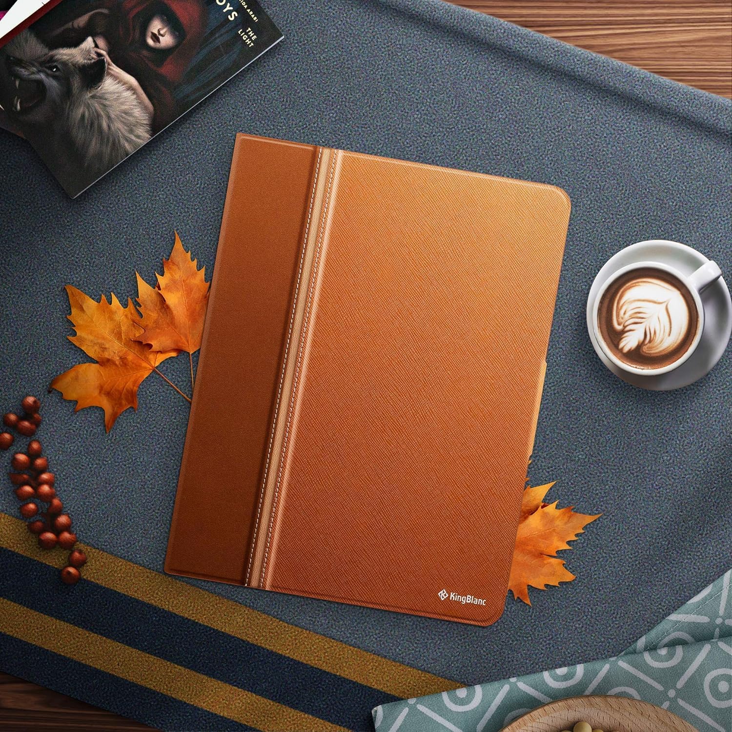 KingBlanc for iPad Pro 12.9 Case 6th/5th/4th/3rd Generation (2022/2021/2020) with Pencil Holder, PU Leather Smart Stand Cover, Auto Sleep/Wake, Apple Pencil2 Charging, Multi-Angle for Typing, Brown