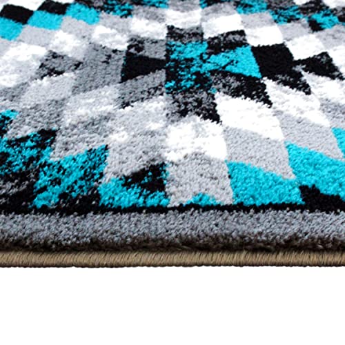 Flash Furniture Teagan Collection Southwestern Style Area Rug - Olefin Turquoise Accent Rug - 2' x 11' - Jute Backing - Entryway, Living Room, Bedroom