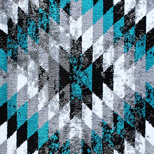 Flash Furniture Teagan Collection Southwestern Style Area Rug - Olefin Turquoise Accent Rug - 2' x 11' - Jute Backing - Entryway, Living Room, Bedroom
