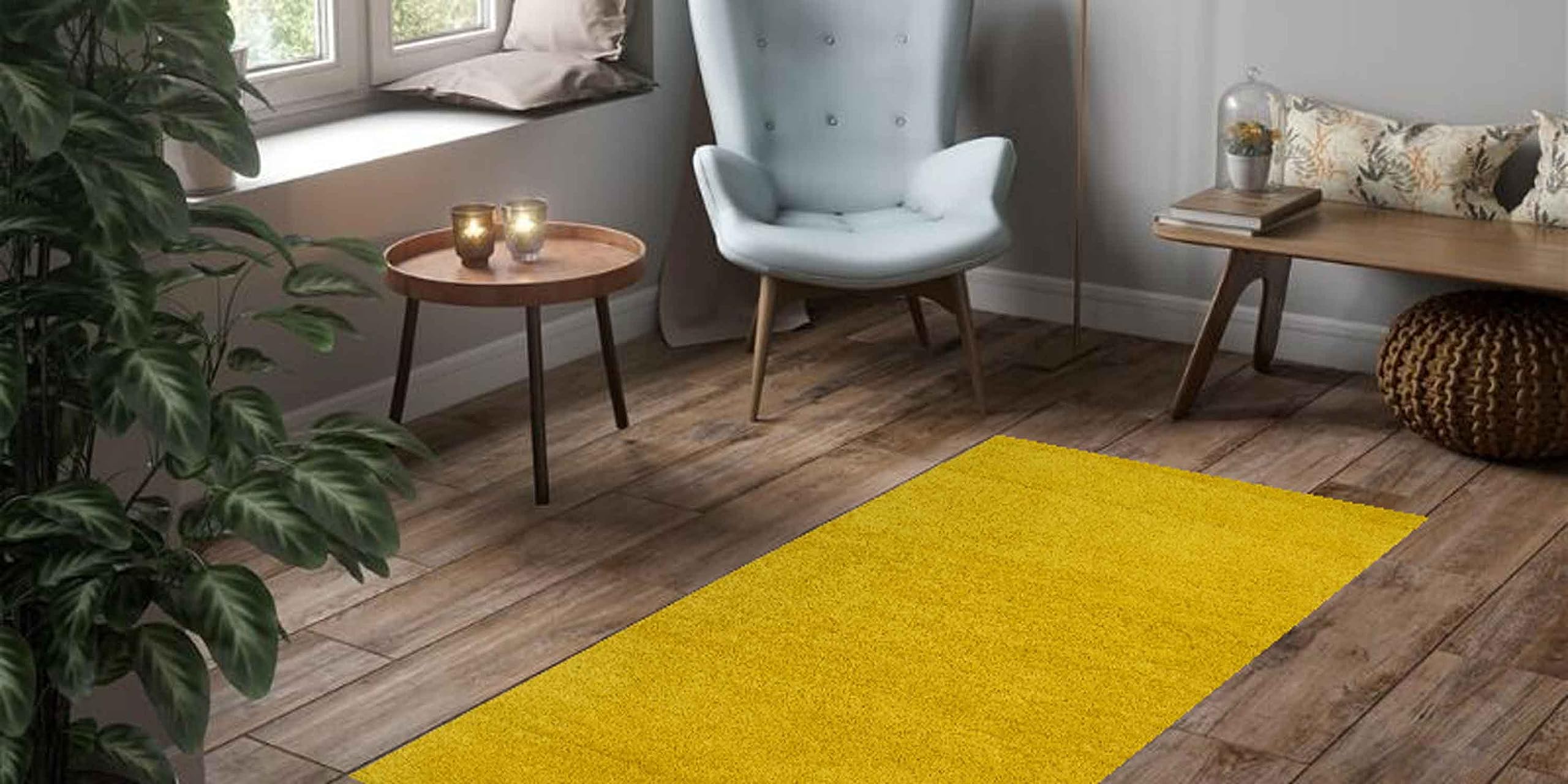 SOHO Shaggy Collection Solid Color Shag Area Rug Rugs 7 Color Options (Yellow, 8 x 10)