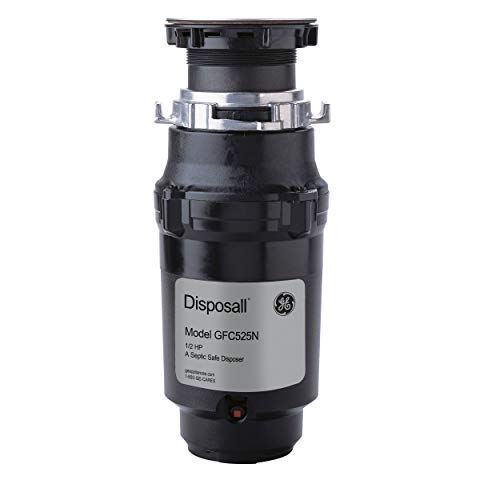 GE Continuous Feed Garbage Disposal, 1/2 Horsepower, Good for Grinding: Beans, Potatoes, Peels, and Cooked Meat, Easy Install Kit and Power Cord Included, Recommended for 2-4 Person Homes