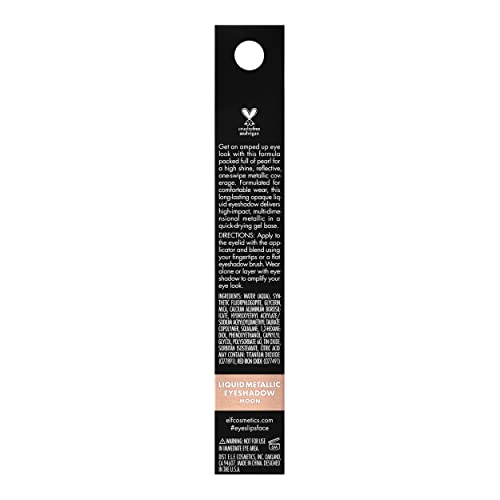 e.l.f. Liquid Metallic Eyeshadow, Gel Formula, Multi-Dimensional Finish For Bold Eye Looks, One-Swipe Coverage, Vegan & Cruelty-Free, Moon, 0.1 Fl Oz
