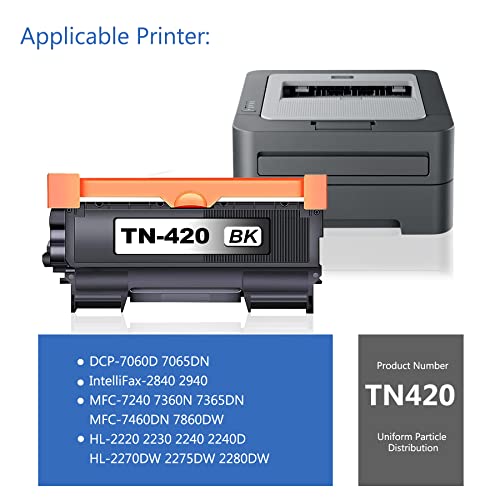 WERLIKE TN420 TN-420 Toner Cartridge Replacement for Brother TN420 High Yield to use with HL-2270DW HL-2280DW HL-2230 HL-2240 MFC-7360N MFC-7860DW Intellifax 2840 2940 Printer, TN420 3 Pack Black