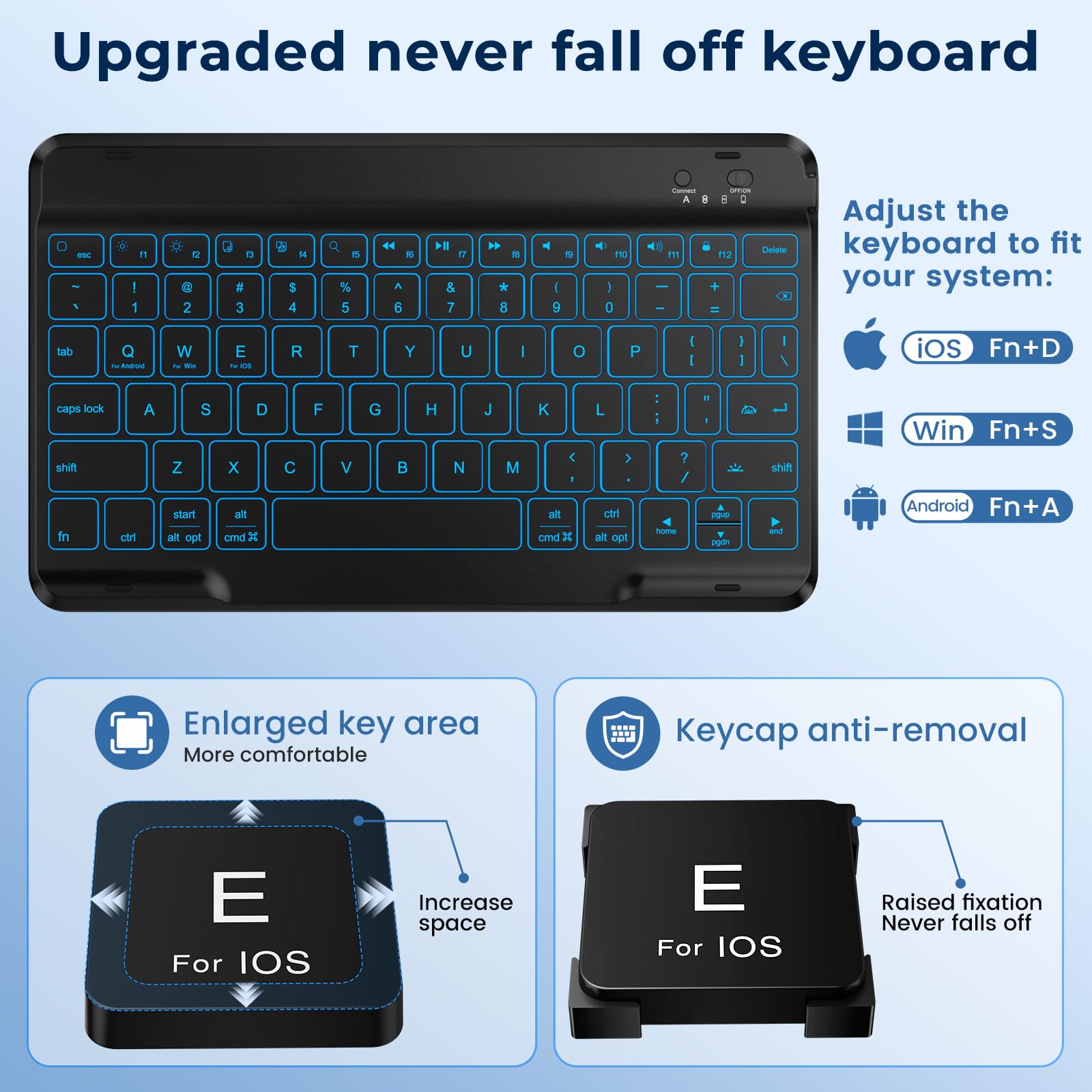 OYEEICE Keyboard Case for iPad Pro 12.9 inch (6th, 5th, 4th Gen) & New Air 13 inch M2, 7 Color Backlit Detachable Wireless Keyboard, Auto Sleep/Wake Cover with Pencil Holder (2022 2021 2020) - Black