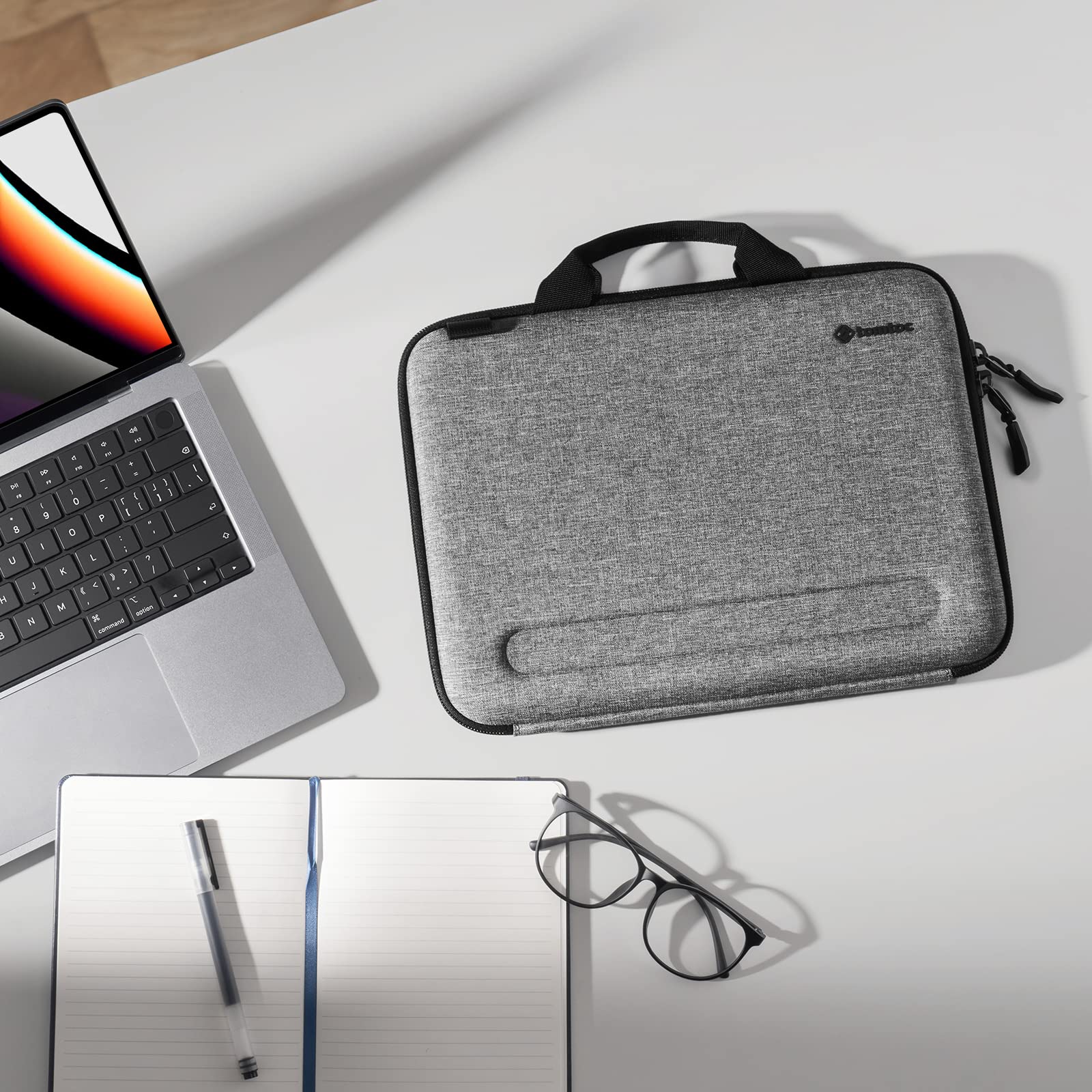 Tomtoc Hardshell Laptop Shoulder Bag for 16-inch MacBook Pro/Air, Organized Protective Hard Case with Tablet Pocket for Up to 13 Inch iPad Pro