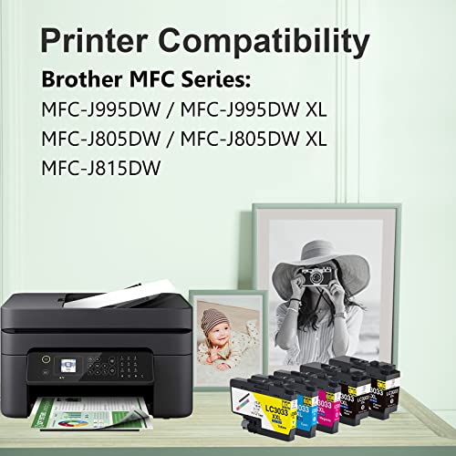 MS DEER Compatible LC3033 BK/C/M/Y Ink Cartridges Replacement for Brother LC3033XXL LC 3033 XXL LC3035 3035 Super High Yield Work for Brother MFC-J995DW MFC-J805DW MFC-J815DW MFCJ995DW Printer 5 Pack