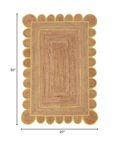 PATEL EXPORTS 10x10,11x11,12x12,13x13 Natural Scalloped Jute Rug, Bohemian Scallop Rug, Natural Jute Rug, BohoRug, Jute Area Rug,Office Rug, (11x11 Scalloped Rug)