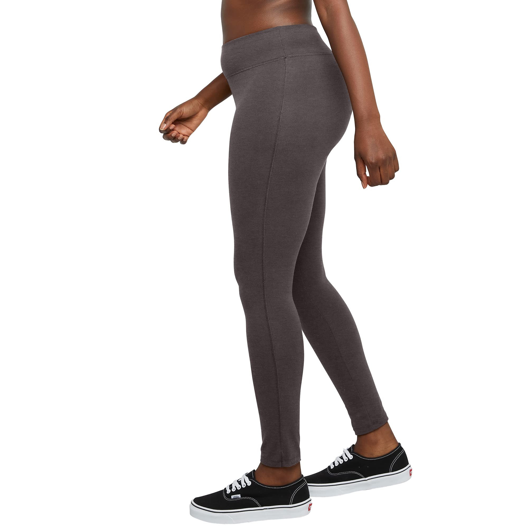Hanes Women's Stretch Jersey Legging, Charcoal Heather, Small