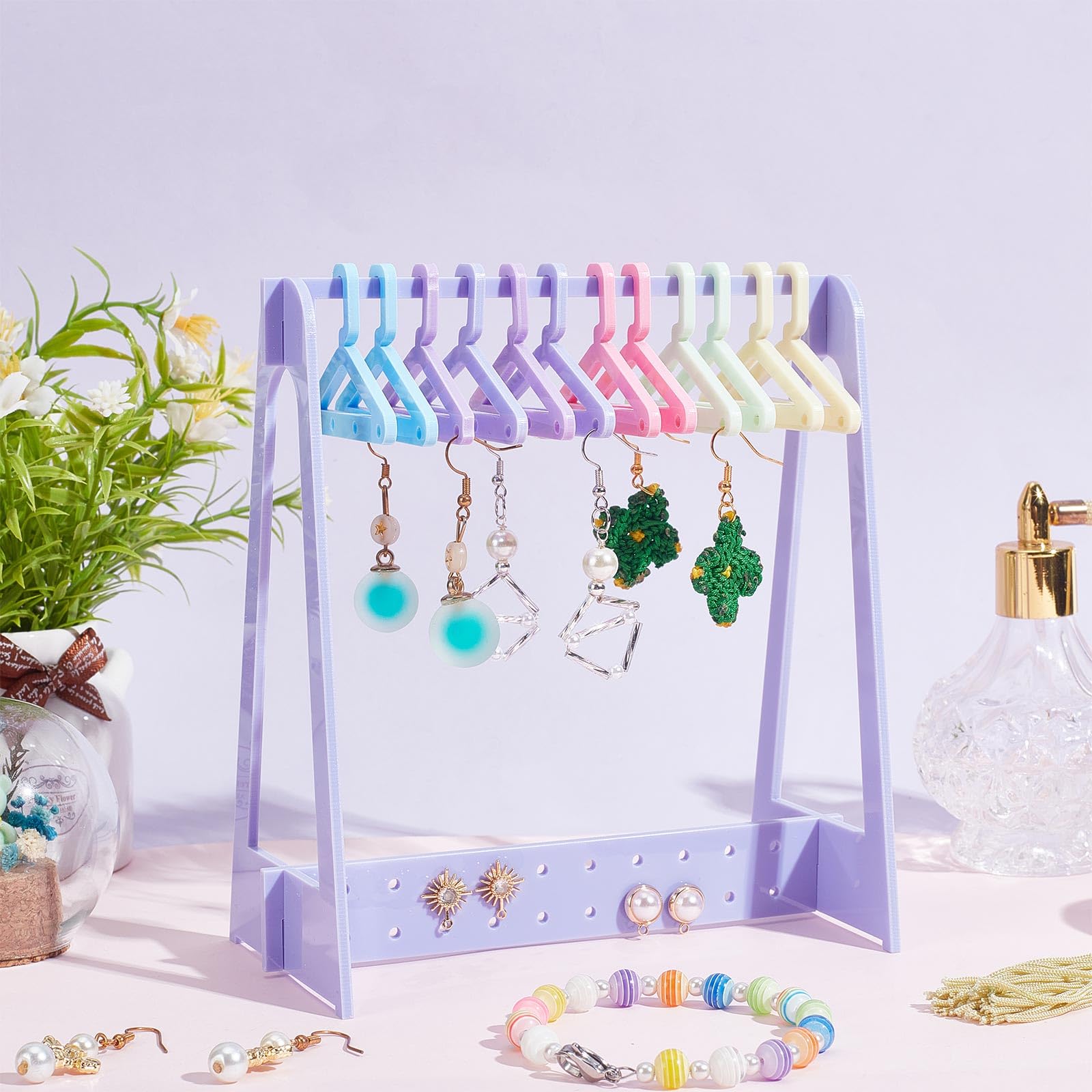 PH PandaHall Earring Organizer 60 Holes Acrylic Coat Hanger Earring Holder Rack Earring Display Stands for Selling Unique Dangle Ear Stud Organizer for Earring Retail Show Personal Exhibition