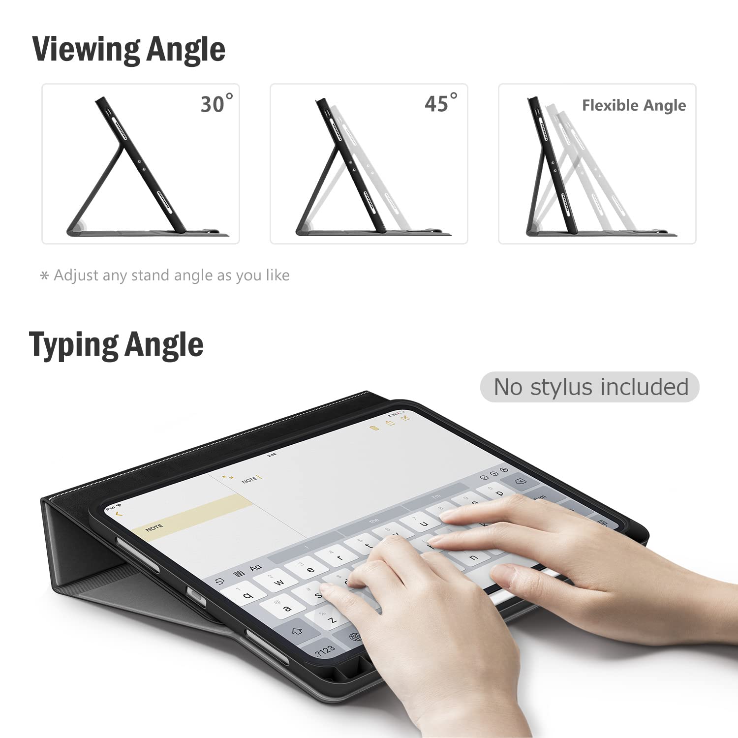 Antbox Case for iPad Pro 12.9'' 6th Generation (2022) 5th/4th/3rd Generation (2021/2020/2018), Built-in Pencil Holder Auto Sleep/Wake Function PU Leather Smart Cover (Black)