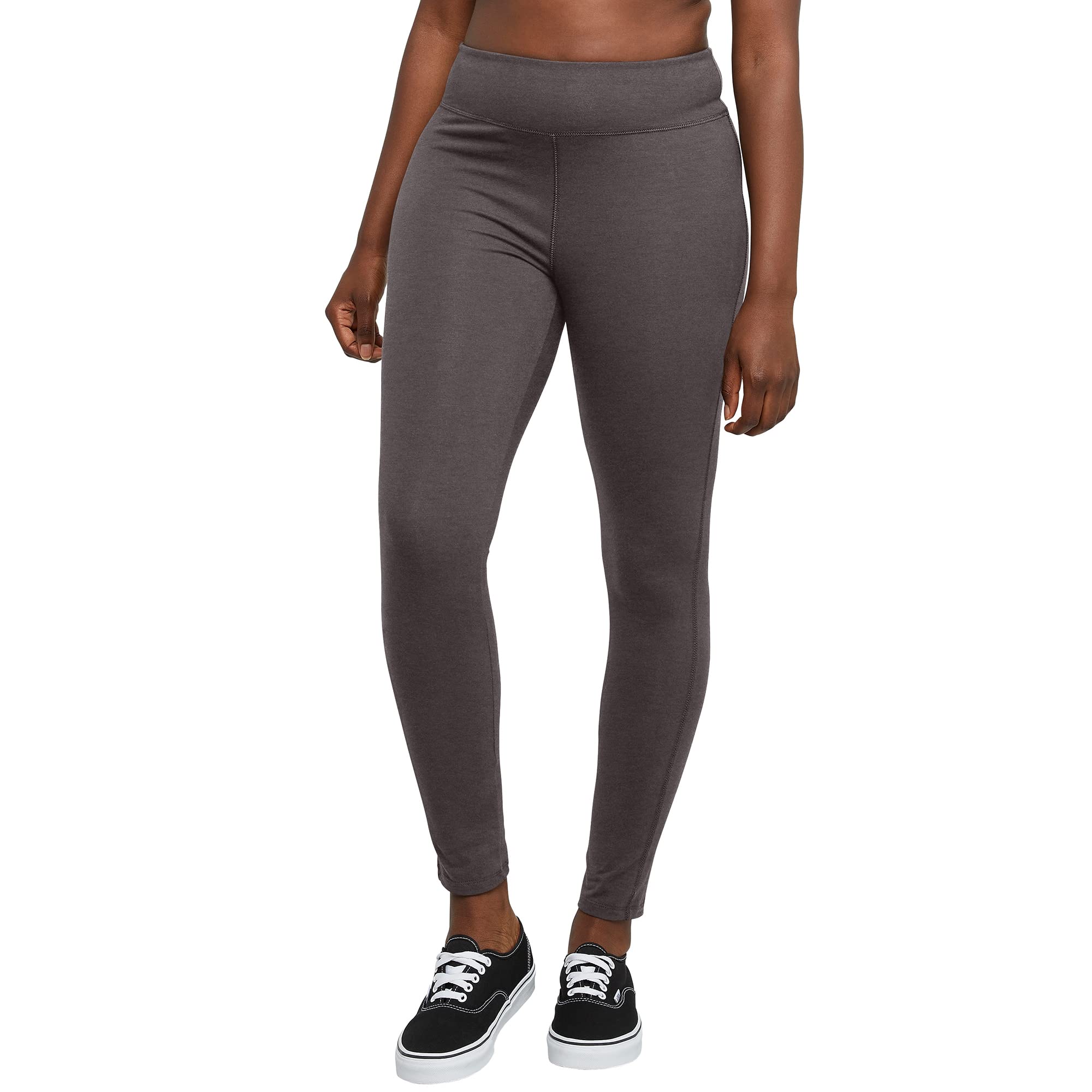 Hanes Women's Stretch Jersey Legging, Charcoal Heather, Small