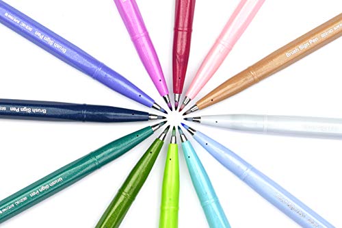 Pentel Brush Sign Pen Pastel colors SES15C - Brush Nib - Fibre Tip