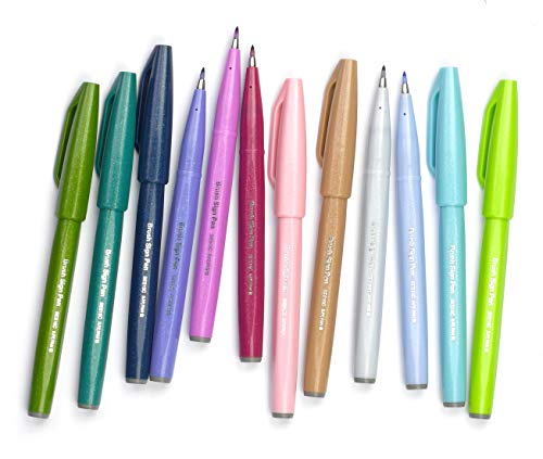Pentel Brush Sign Pen Pastel colors SES15C - Brush Nib - Fibre Tip