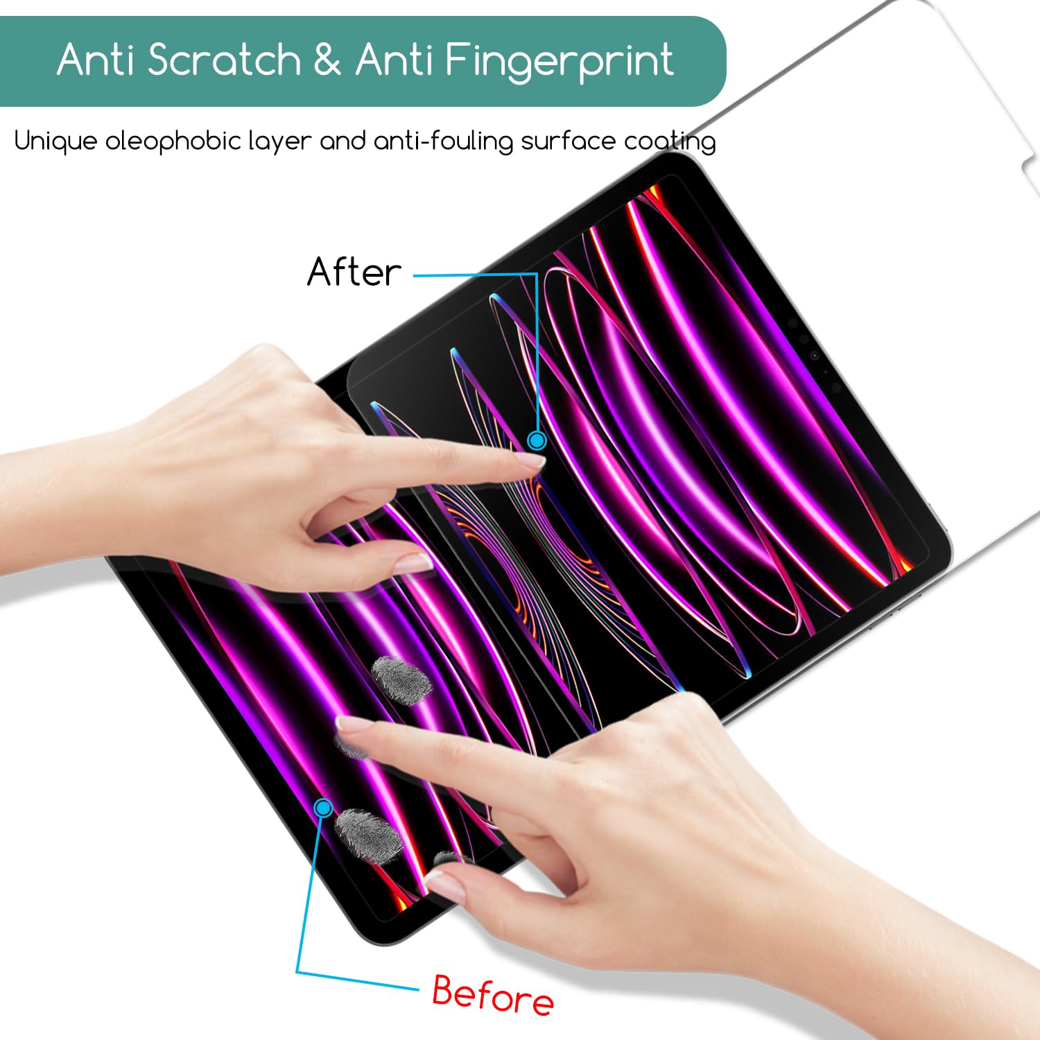 KEANBOLL 2 Pack Designed for iPad Pro 12.9 Inch Tempered Glass Screen Protector, (2022-2018, 6th/5th/4th/3rd Generation) Ultra Clear 9H Hardness and Apple Pencil Compatible