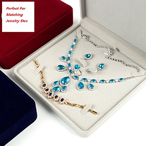 JunningGor Jewelry Set Velvet Box Necklace Earring Ring Necklace Bracelet Gift Display Case Wedding Jewelry Storage Holder (Beige)