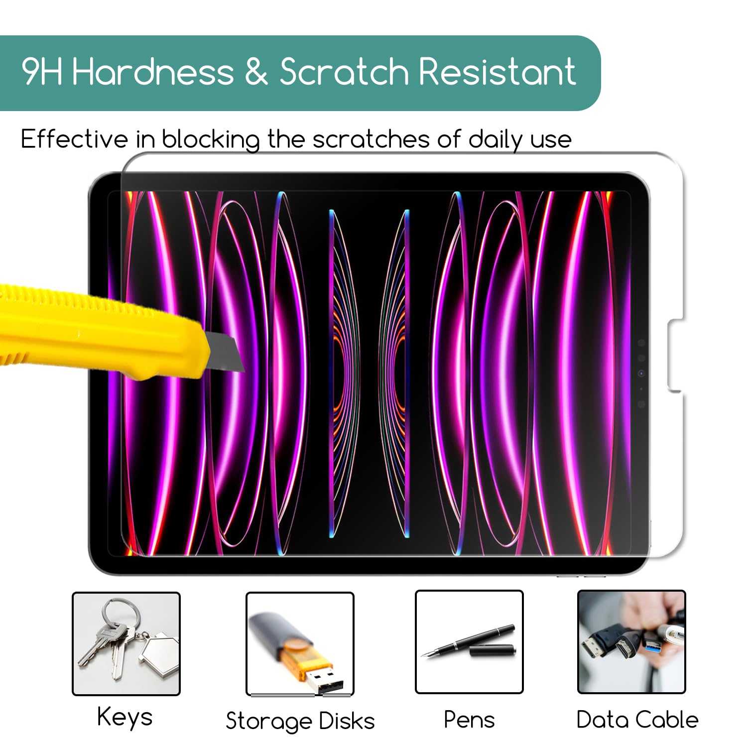 KEANBOLL 2 Pack Designed for iPad Pro 12.9 Inch Tempered Glass Screen Protector, (2022-2018, 6th/5th/4th/3rd Generation) Ultra Clear 9H Hardness and Apple Pencil Compatible