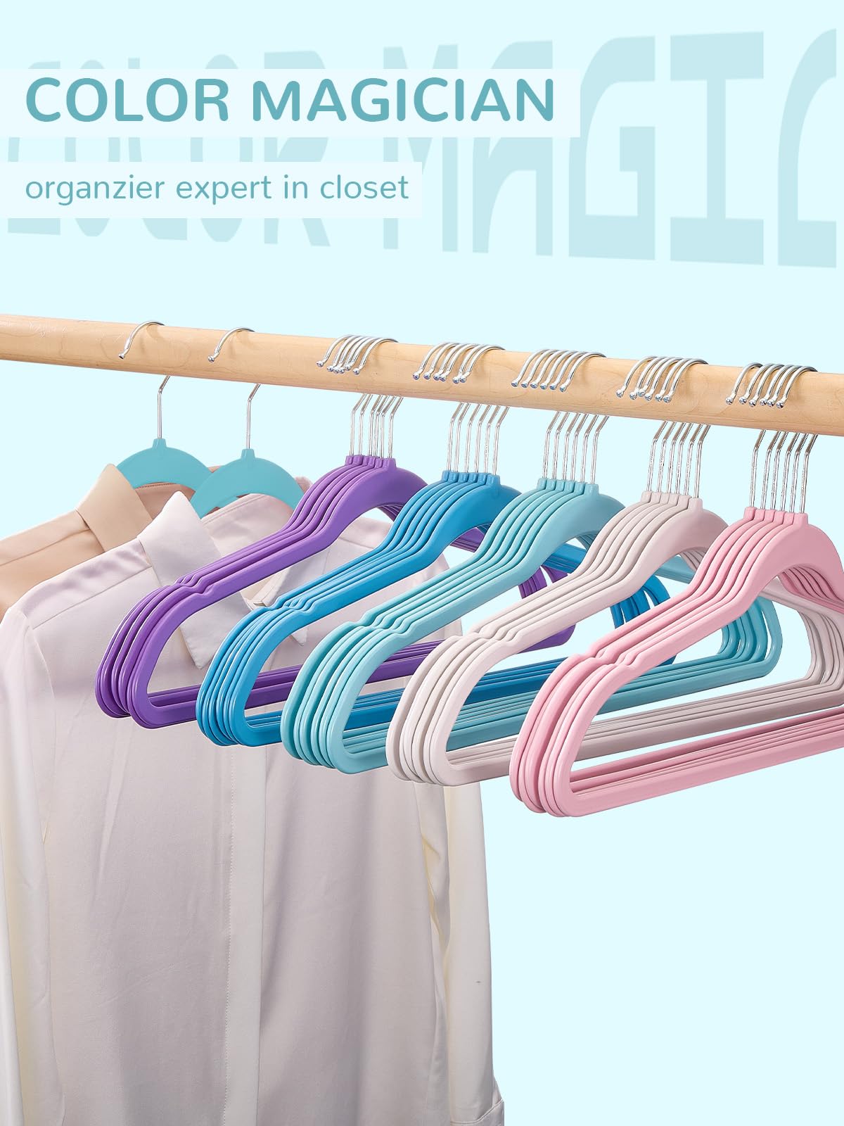 HOUSE DAY 20 Pack Plastic Hangers, Aqua Hangers Extra Wide Hangers with 360 Swivel Hook, Space Saving Hangers for Shirts, Pants, Heavy Duty Hangers for Coat, Suit