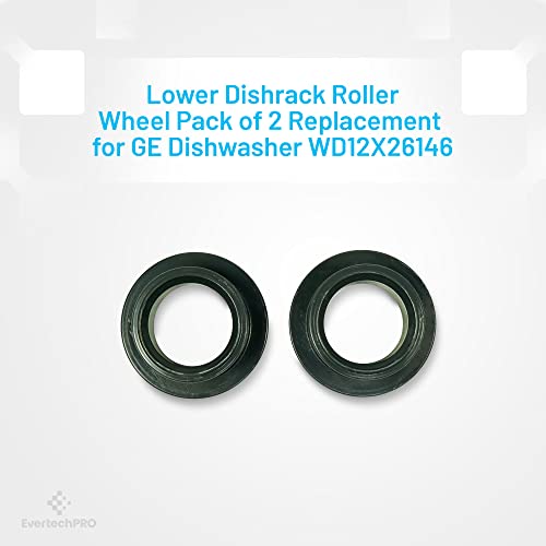 EvertechPRO WD12X10435 Lower Dishrack Roller Wheel Pack of 4 Replacement for GE Dishwasher WD12X26146 3028498 PS8756231