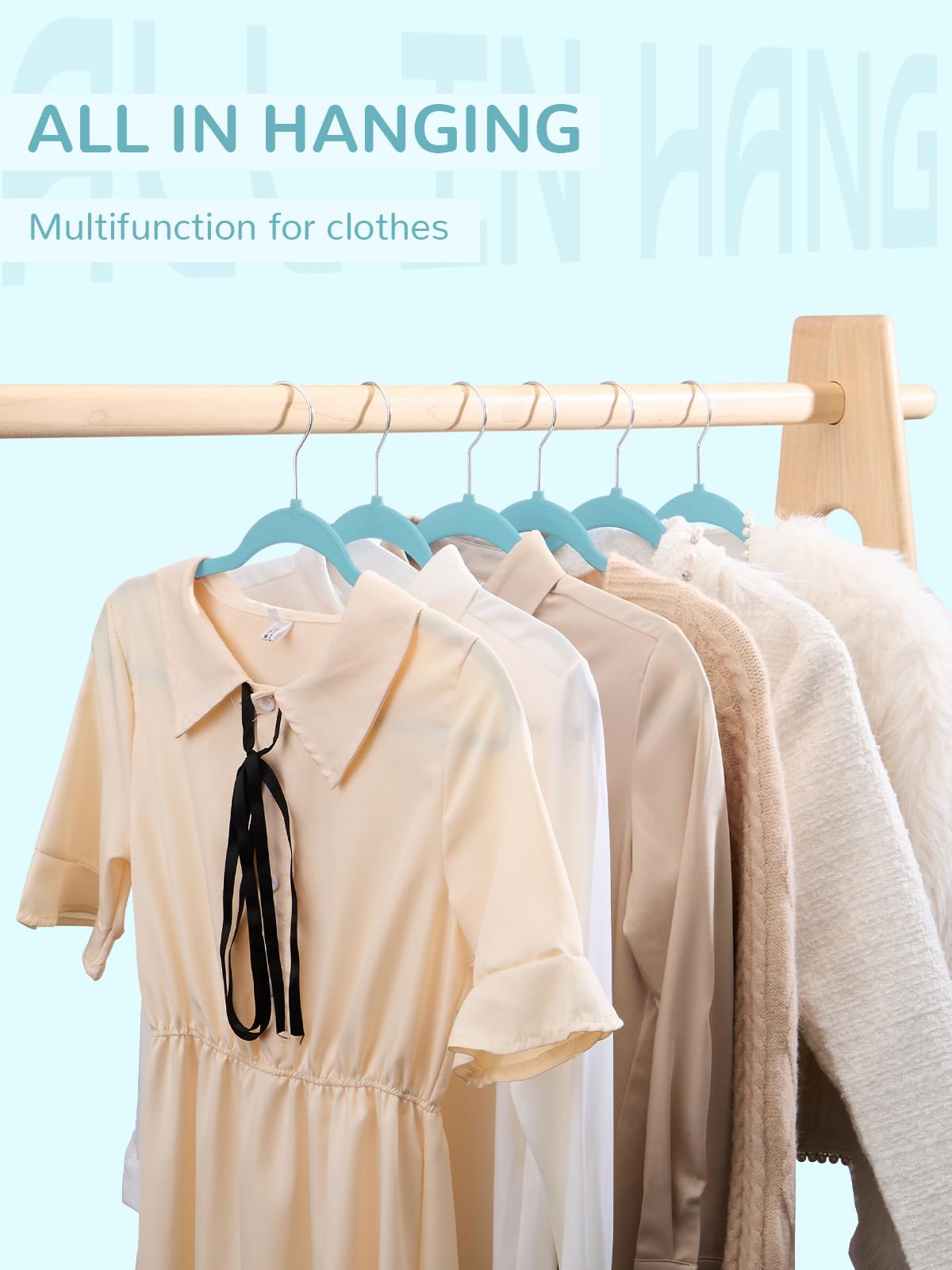 HOUSE DAY 20 Pack Plastic Hangers, Aqua Hangers Extra Wide Hangers with 360 Swivel Hook, Space Saving Hangers for Shirts, Pants, Heavy Duty Hangers for Coat, Suit