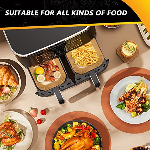 Air Fryer Disposable Paper Liner Rectangle 120 Pcs 8.6x 5.5'' for Ninja Dual Air Fryer with 2 Baskets 8 Qt and above, Air Fryer Parchment Liners Rectangular Non-Stick, Fit Ninja DZ201 DZ401 IG651