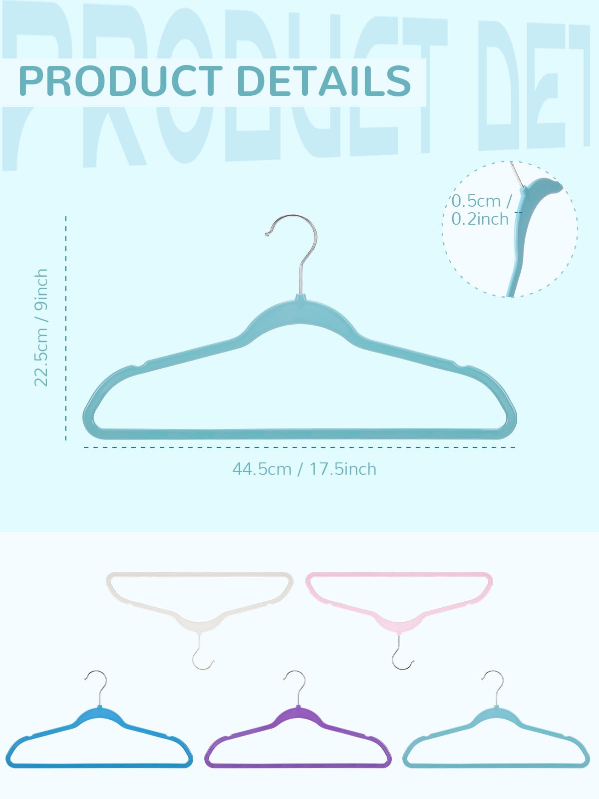 HOUSE DAY 20 Pack Plastic Hangers, Aqua Hangers Extra Wide Hangers with 360 Swivel Hook, Space Saving Hangers for Shirts, Pants, Heavy Duty Hangers for Coat, Suit