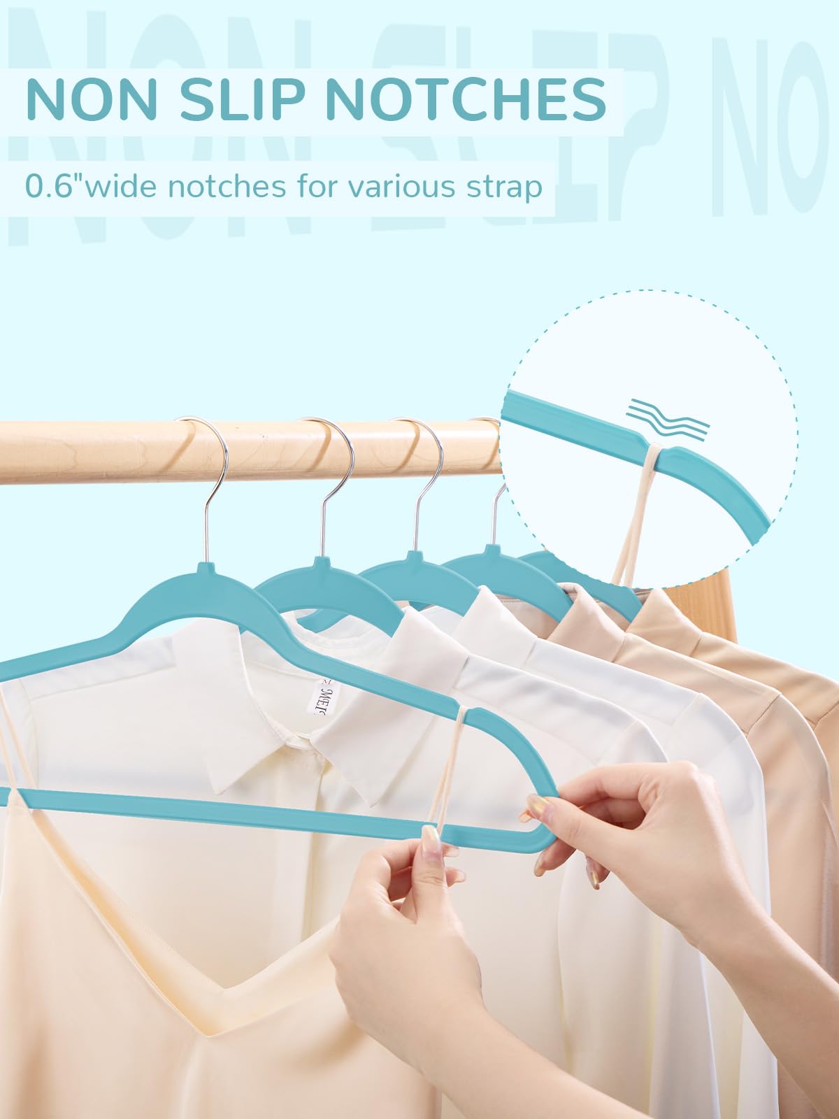 HOUSE DAY 20 Pack Plastic Hangers, Aqua Hangers Extra Wide Hangers with 360 Swivel Hook, Space Saving Hangers for Shirts, Pants, Heavy Duty Hangers for Coat, Suit