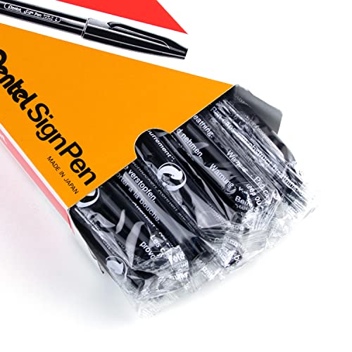 Pentel Sign Pen, Fiber-Tipped, Black Ink (S520-A), Box of 12