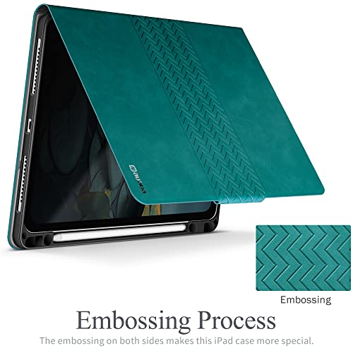 auaua Case for iPad Pro 12.9 6th/5th/4th/3rd Generation 2022/2021/2020/2018, Slim Durable Leather Stand Cover with Pencil Holder, Auto Sleep/Wake (Green)