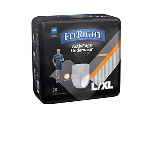 Medline - FIT23MLXL FitRight Incontinence Underwear For Men, Disposable Underwear with Heavy Absorbency, Large/XL, 20 Count
