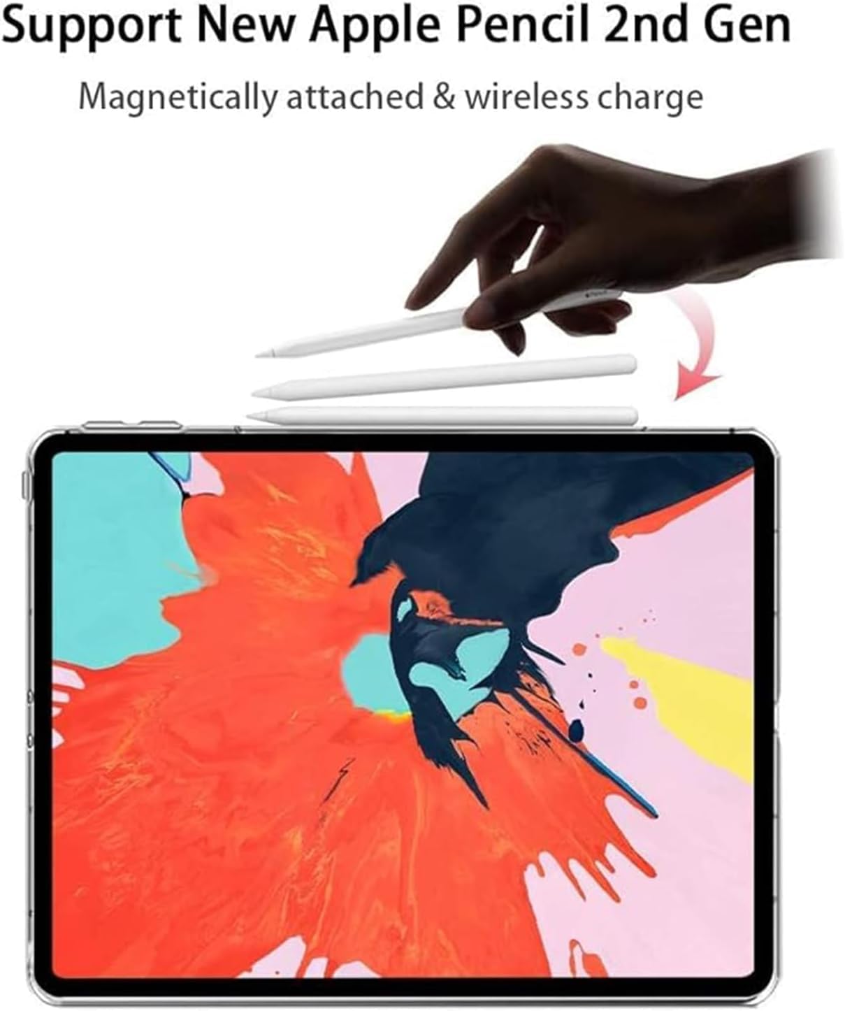 Asgens Case for iPad Pro 12.9'' 2021, Black Clear Silicone Case Flexible Soft TPU Silicone Protective Cover for 2021 iPad Pro 12.9 inch Model A2378 / A2461 / A2379 / A2462