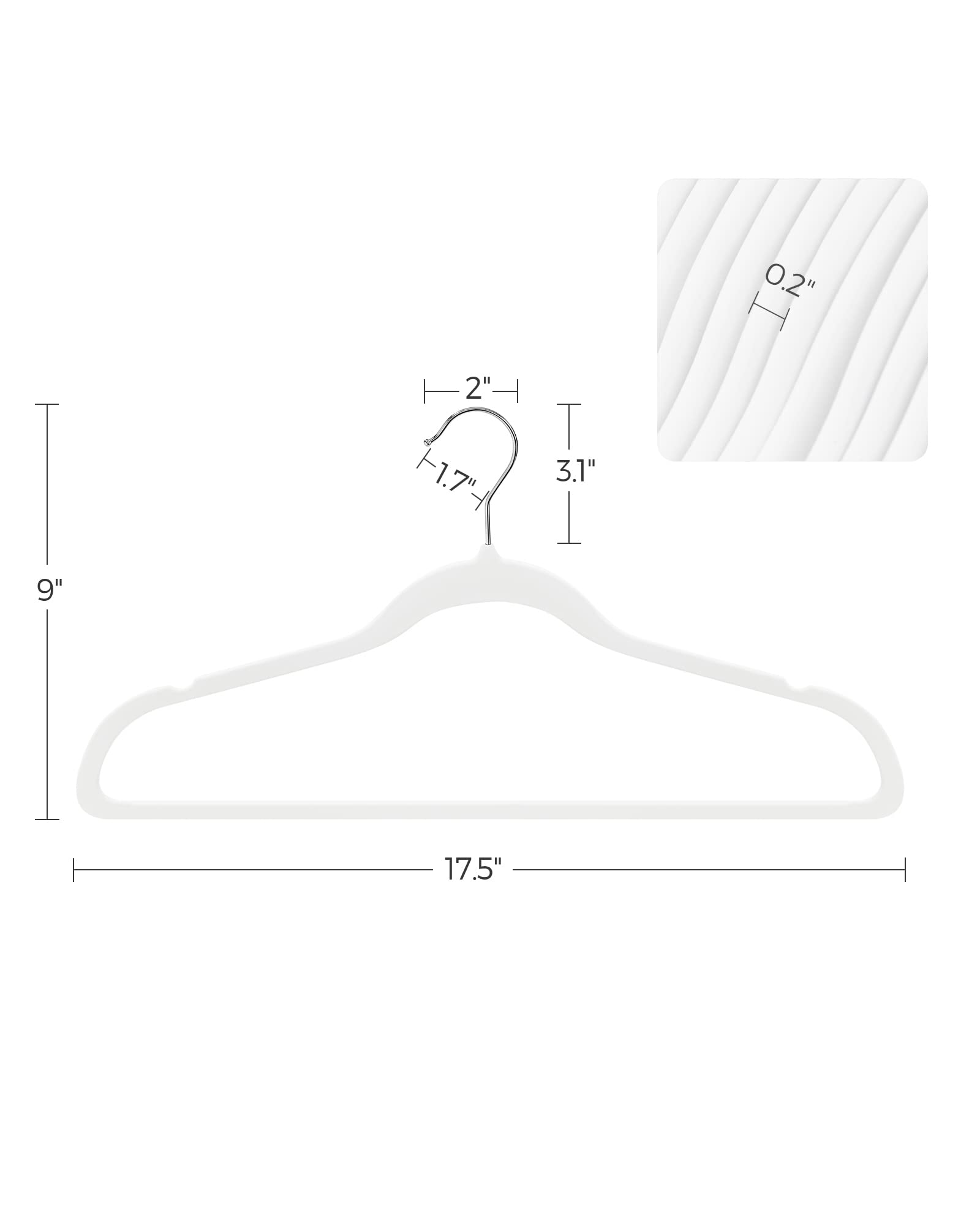 SONGMICS Rubber-Coated Plastic Hangers, 50 Pack Non-Slip Coat Hangers, Space-Saving Slim Clothes Hangers, 360 Degree Swivel Hooks, Shoulder Notches, White UCRP008W05