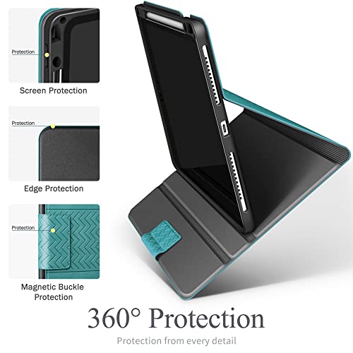 auaua Case for iPad Pro 12.9 6th/5th/4th/3rd Generation 2022/2021/2020/2018, Slim Durable Leather Stand Cover with Pencil Holder, Auto Sleep/Wake (Green)