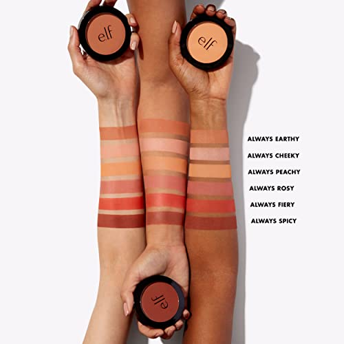 e.l.f, Primer-Infused Blush, Long-Wear, Matte, Bold, Lightweight, Blends Easily, Contours Cheeks, Always Rosy, All-Day Wear, 0.35 Oz