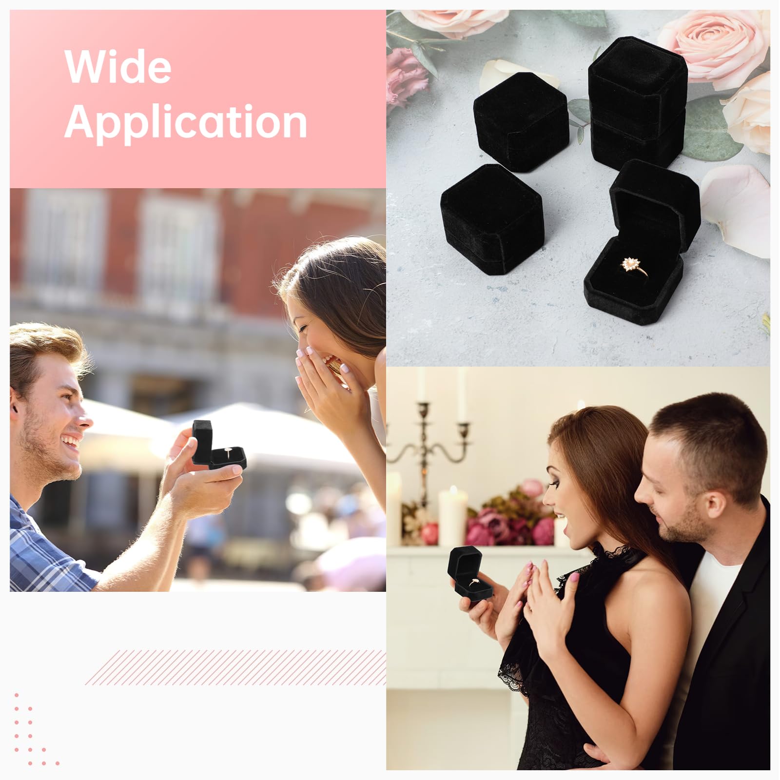 Tideme 12 PCS Velvet Ring Boxes, Earring Pendant Case, Ring Box for Wedding, Engagement Ring Box, Jewelry Gift Box, Display Box for Rings, Earrings