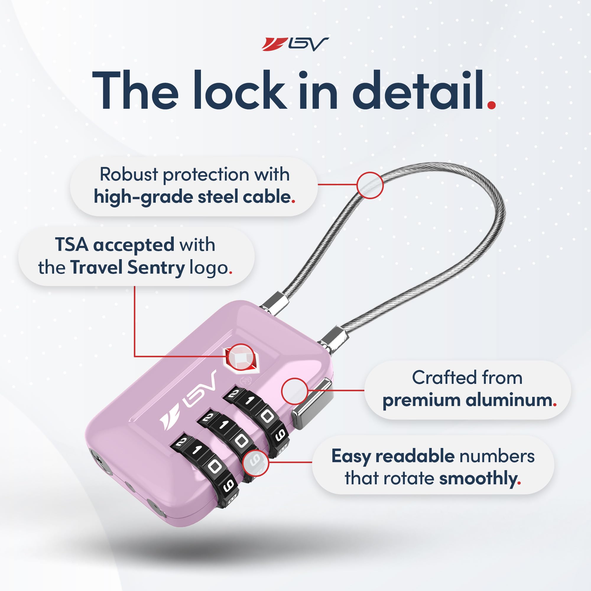TSA Accepted Luggage Travel Lock, Set-Your-Own Combination Lock for School Gym Locker, Luggage Suitcase Baggage Locks, Filing Cabinets, Toolbox, Case (Purple, 2 Pack)