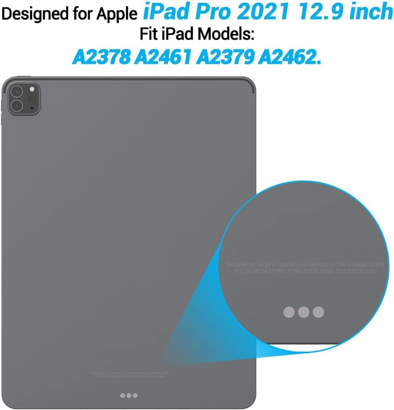 Asgens Case for iPad Pro 12.9'' 2021, Black Clear Silicone Case Flexible Soft TPU Silicone Protective Cover for 2021 iPad Pro 12.9 inch Model A2378 / A2461 / A2379 / A2462