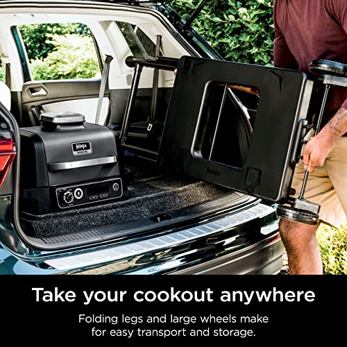 Ninja XSKSTAND Woodfire Collapsible Outdoor Grill Stand, Compatible with Ninja Woodfire Grills (OG700 Series), Foldable, Side Utensil Holder, Weather-Resistant, Black